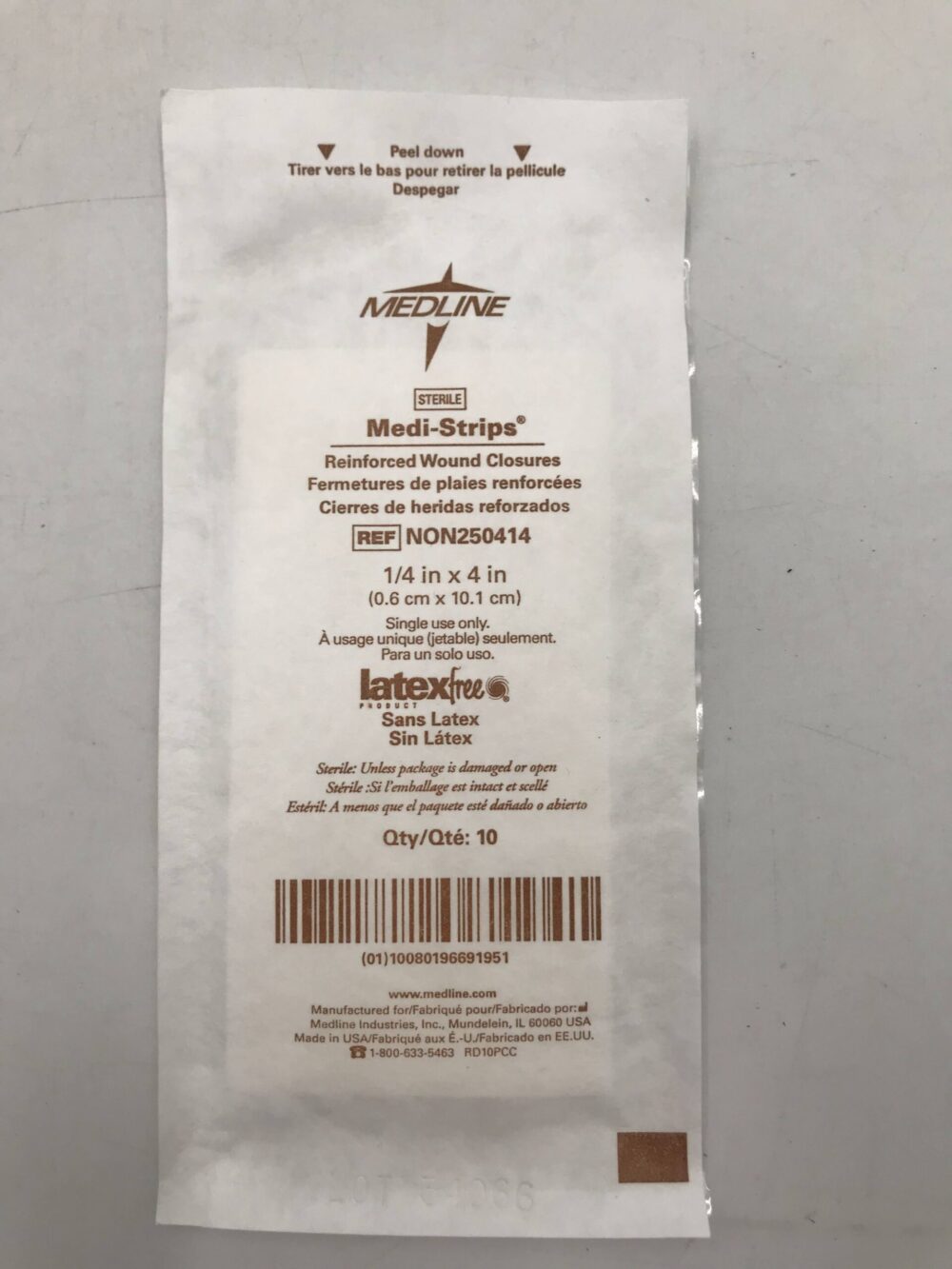 Medline NON250414 Curad Reinforced Wound Closures Breathable 1/4 x 4in ...