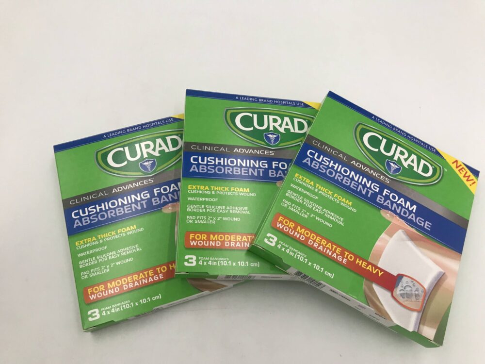 Medline CUR2044 Curad Cushioning Foam Absorbent Bandage 4 x 4in (3 ...