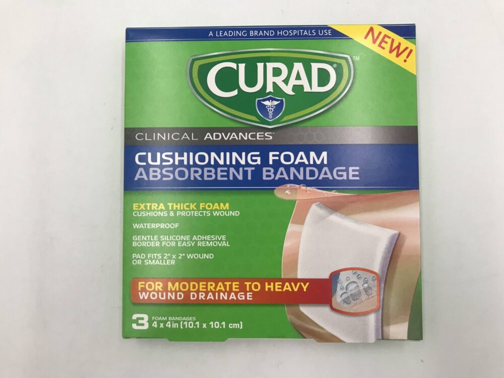 Medline CUR2044 Curad Cushioning Foam Absorbent Bandage 4 x 4in (3 ...