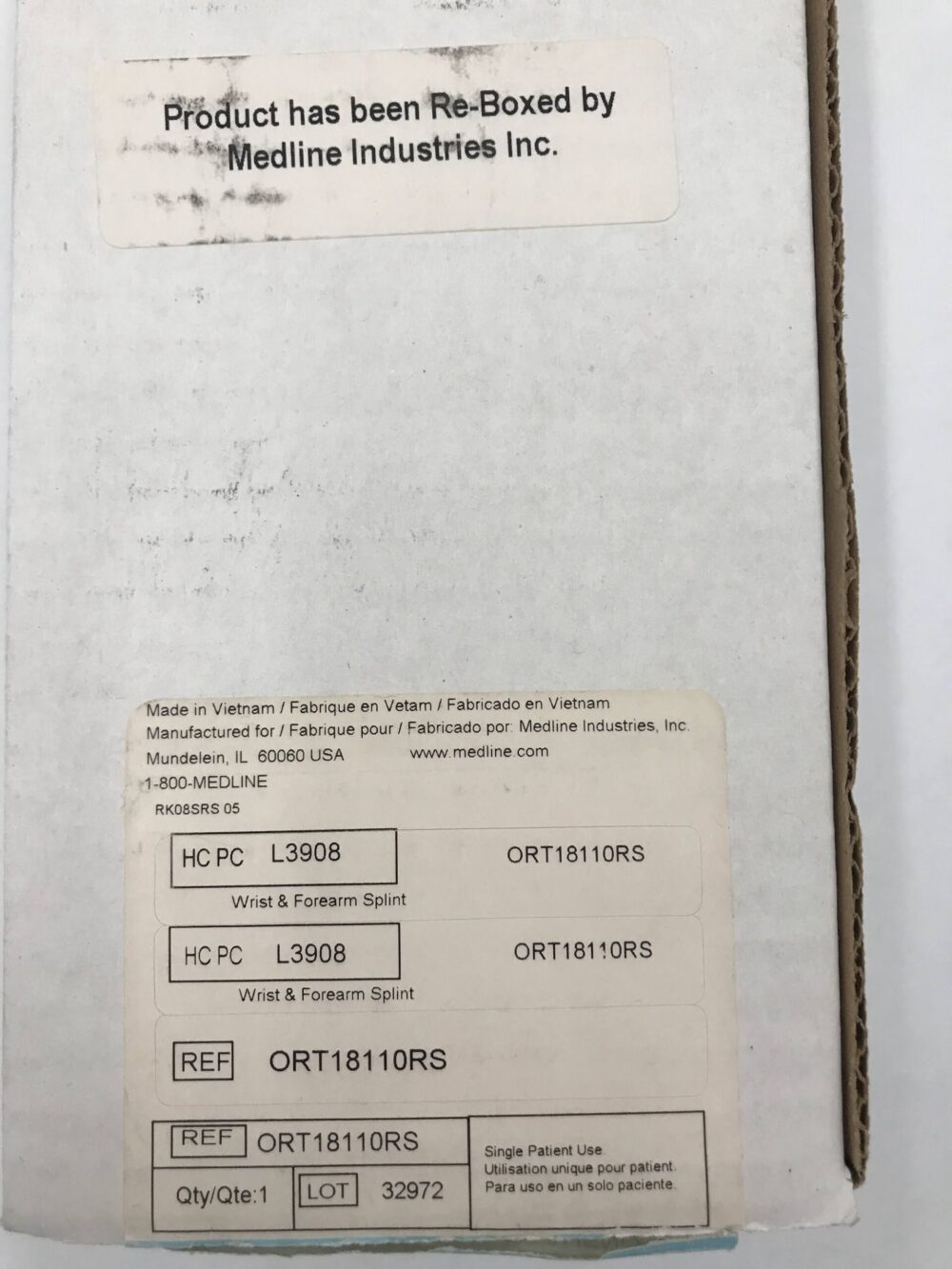 Medline ORT18110RS Wrist & Forearm Splint Deluxe Right (Rebox By Medline) - GB TECH USA