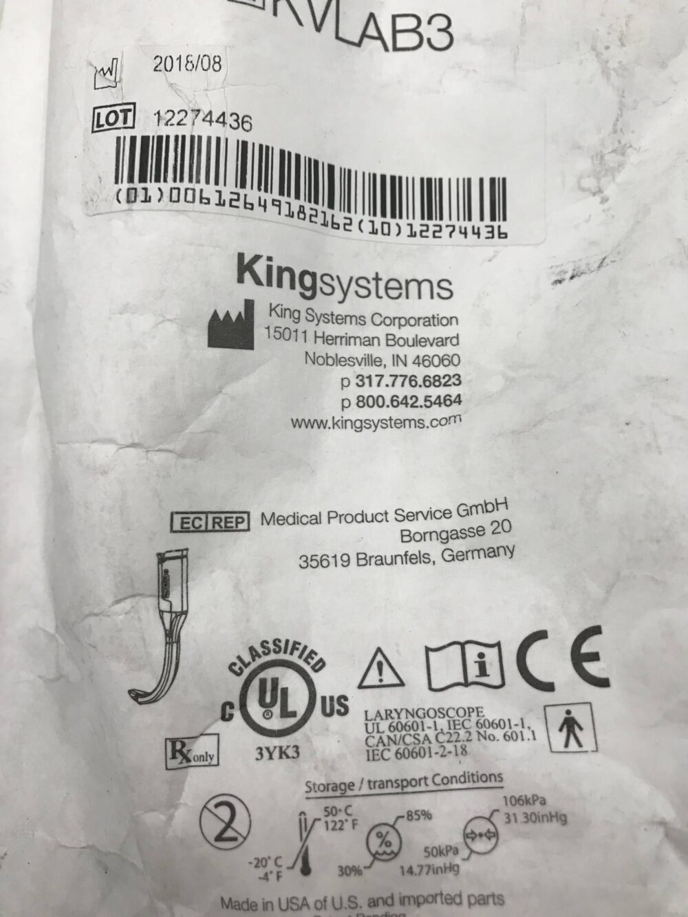 King Systems KVLAB3 King Vision Video Laryngoscope Standard aBlade - GB ...