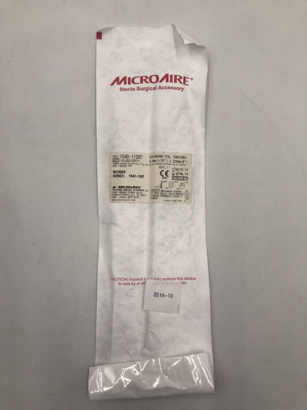 MicroAire 1640-1109T Steinmann Pin Threaded 4.0.mm x 229mm (X) – GB ...