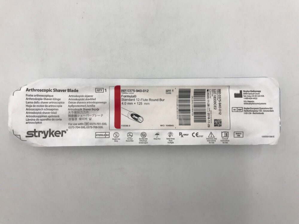 STRYKER 0375-940-012 Formula Standard 12-Flute Round Bur 4mm x 125mm ...