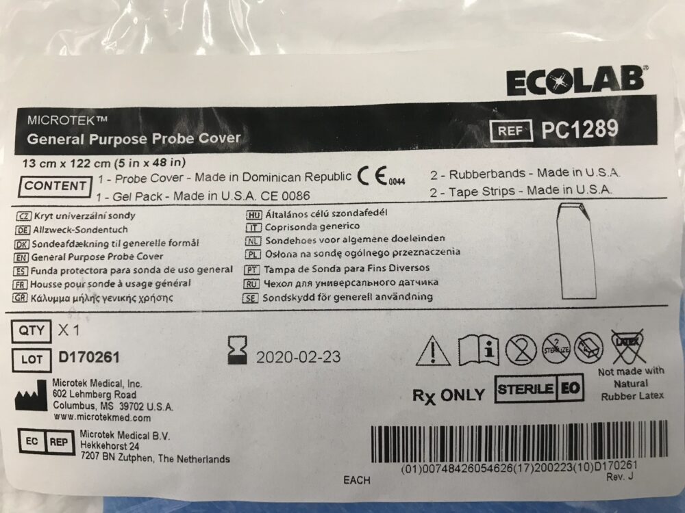 Microtek PC1289 Ecolab General Purpose Probe Cover 13cm x 122cm (X ...