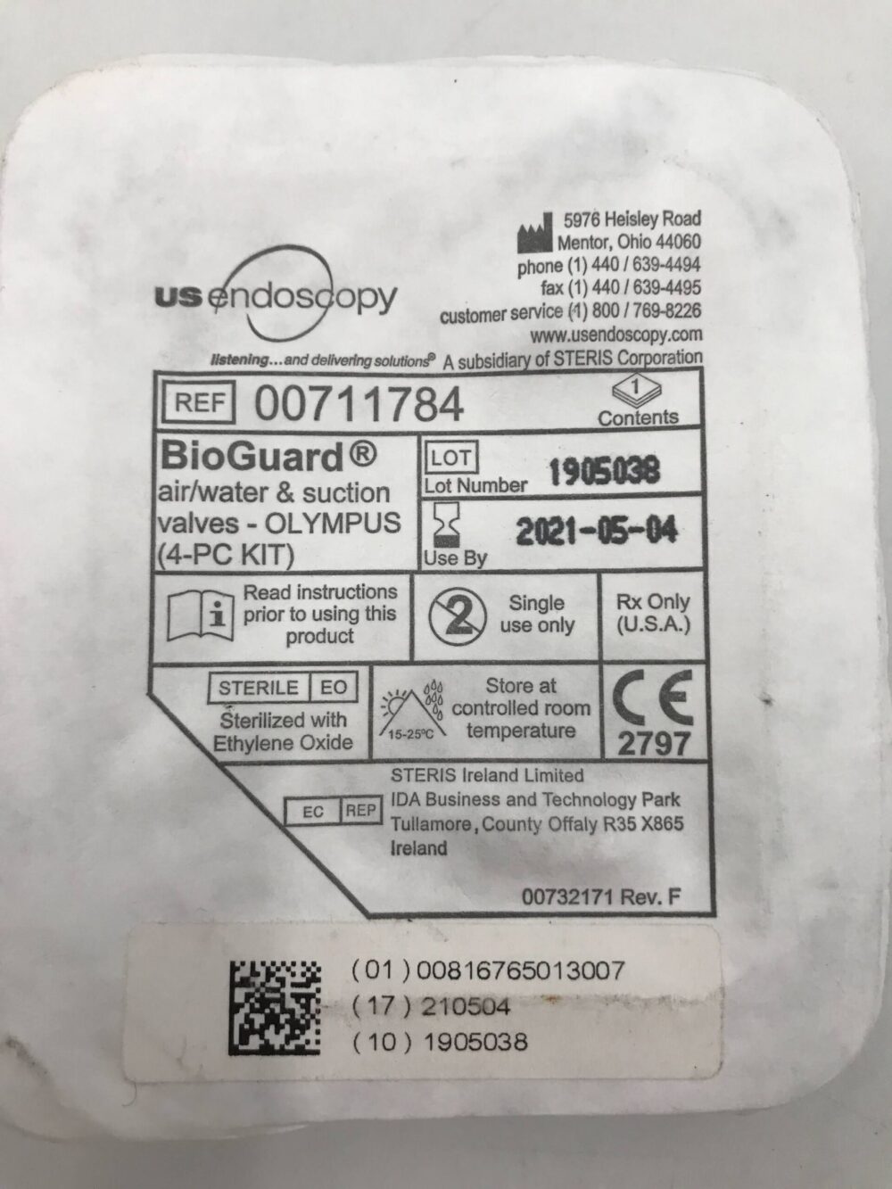 US Endoscopy 00711784 BioGuard Air/Water & Suction Valves Olympus (4-pc ...