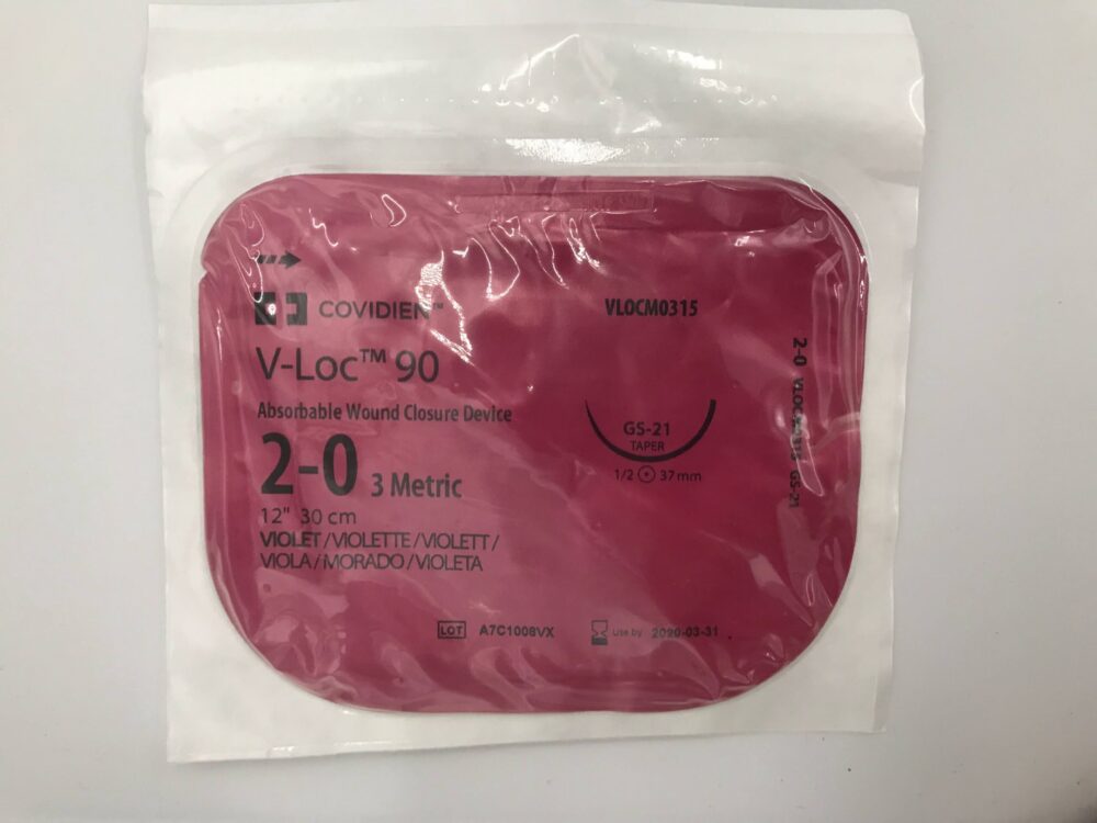 Covidien VL0CM0315 V-Loc 90 Absorbable Wound Closure Device 2-0 3 Metric 12″ 30cm Violet GS-21 ...