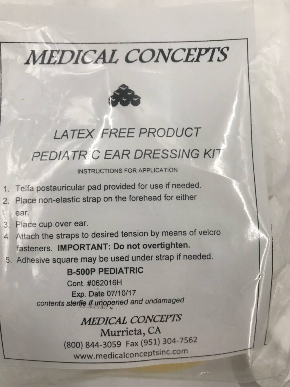 Medical Concepts B-500P Pediatric Ear Dressing Kit (X) – GB TECH USA