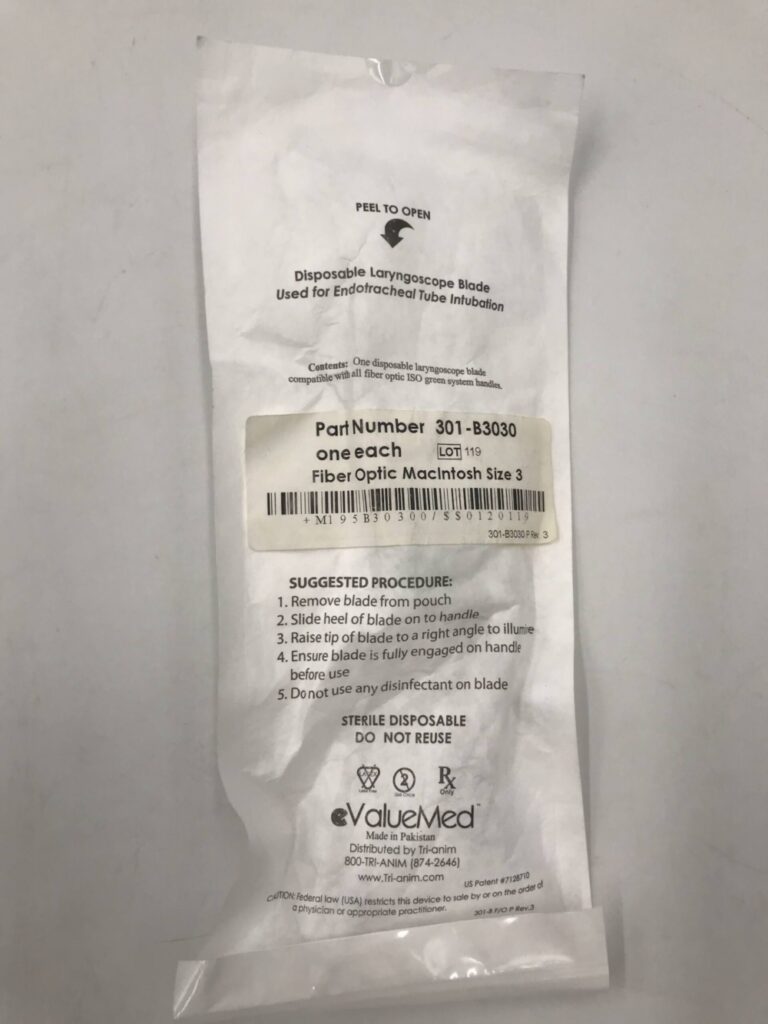 ValueMed 301-B3030 Disposable Laryngoscope Blade. Fiber Optic Macintosh ...