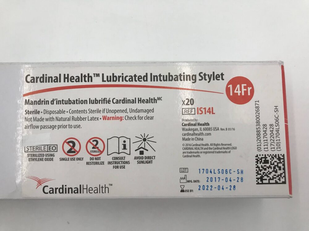 Cardinal Health IS14L Lubricated Intubating Stylet 14Fr (20/Box) (X ...