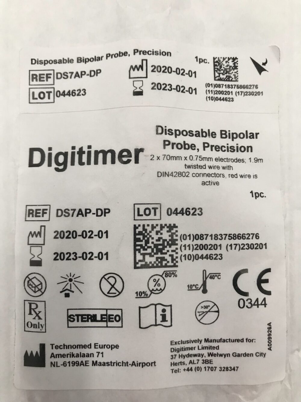 Technomed DS7AP-DP Digitimer Disposable Bipolar Probe Precision (X ...