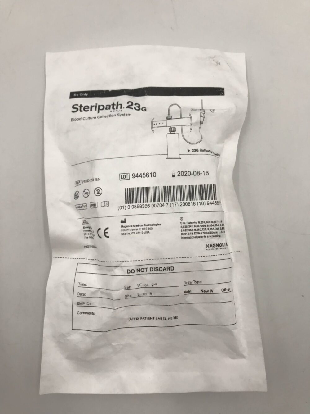 Magnolia Medical 27BD-23-EN Steripath 23G Blood Culture Collection ...