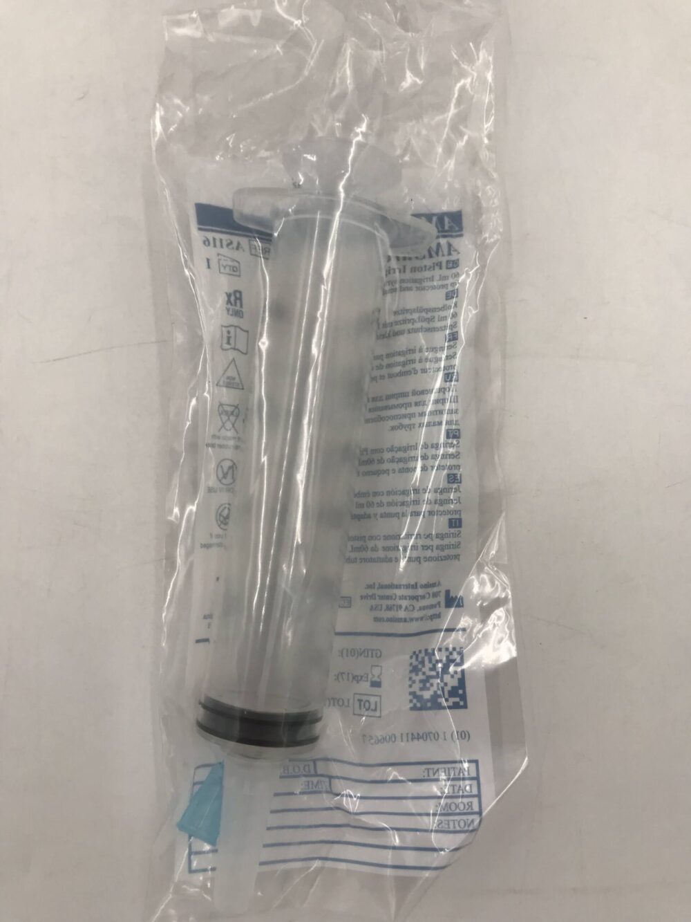 Amsino AS116 AMSure Piston Irrigation Syringe 60mL (17/Bag) - GB TECH USA