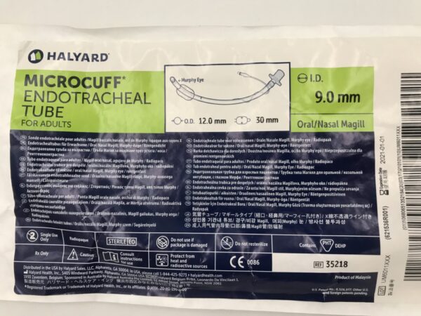 Halyard 35218 Microcuff Endotracheal Tube for Adults Oral/Nasal Magill ...