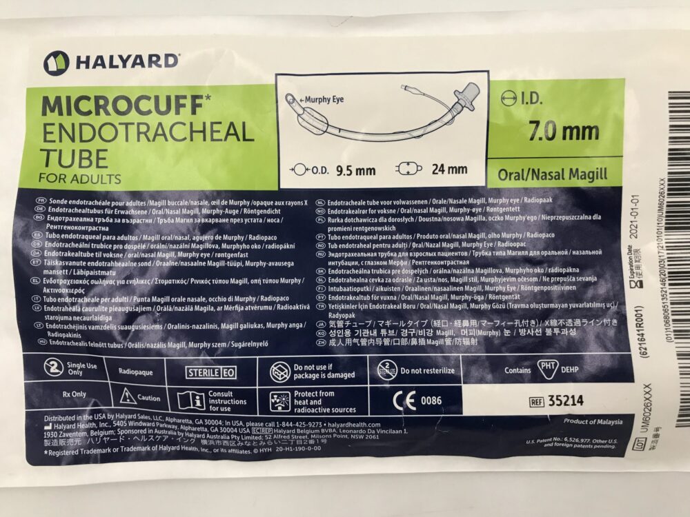 Halyard 35214 Microcuff Endotracheal Tube for Adults Oral/Nasal Magill ...