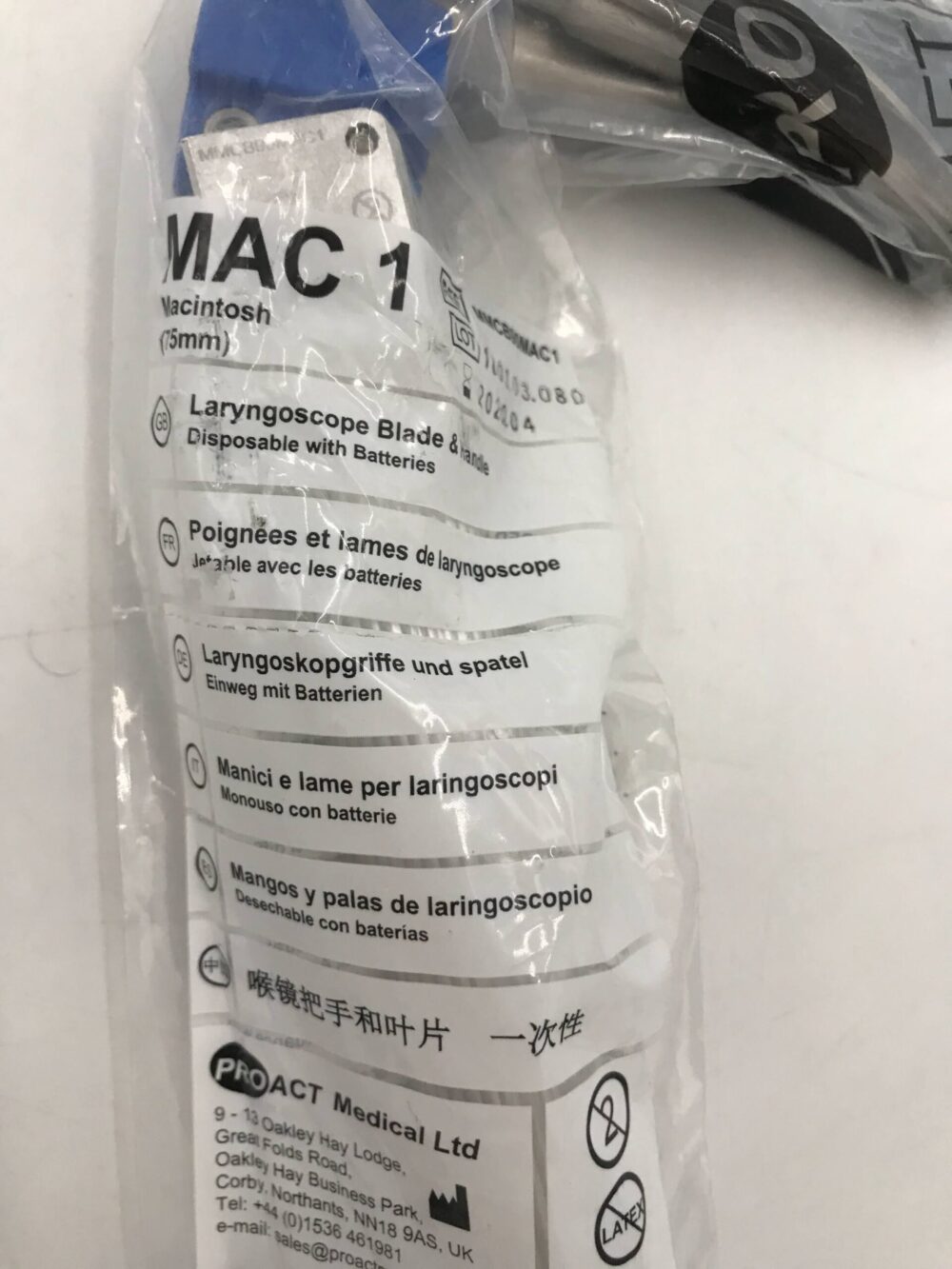 Proact MMCB90MAC1 laryngoscope Blade & Handle Mac 1 Macintosh 75mm (X ...