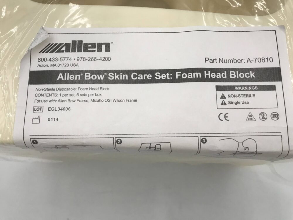 Allen Medical Systems A-70810 Bow Skin Care Set Foam Head Block – GB ...