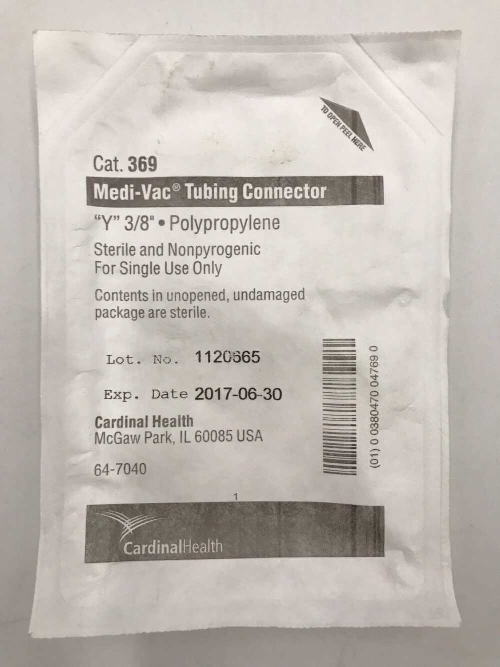 Cardinal Health 369 Medi-Vac Tubing Connector Y 3/8″ Polypropylene (X ...
