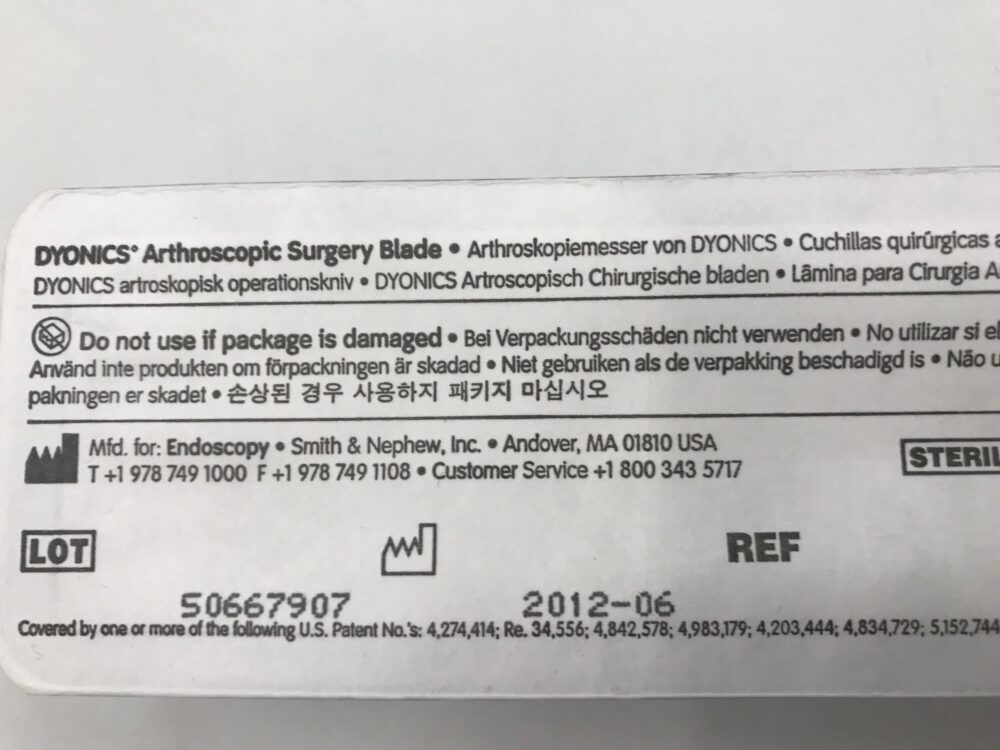 Smith & Nephew 7209335 Dyonics Arthroscopic Surgery Blade 4.5mm Slap ...