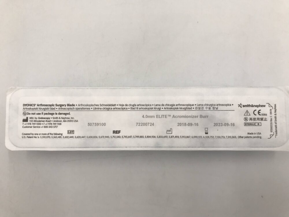 Smith & Nephew 72200724 Dyonics Arthroscopic Surgery Blade 4.0mm Elite ...