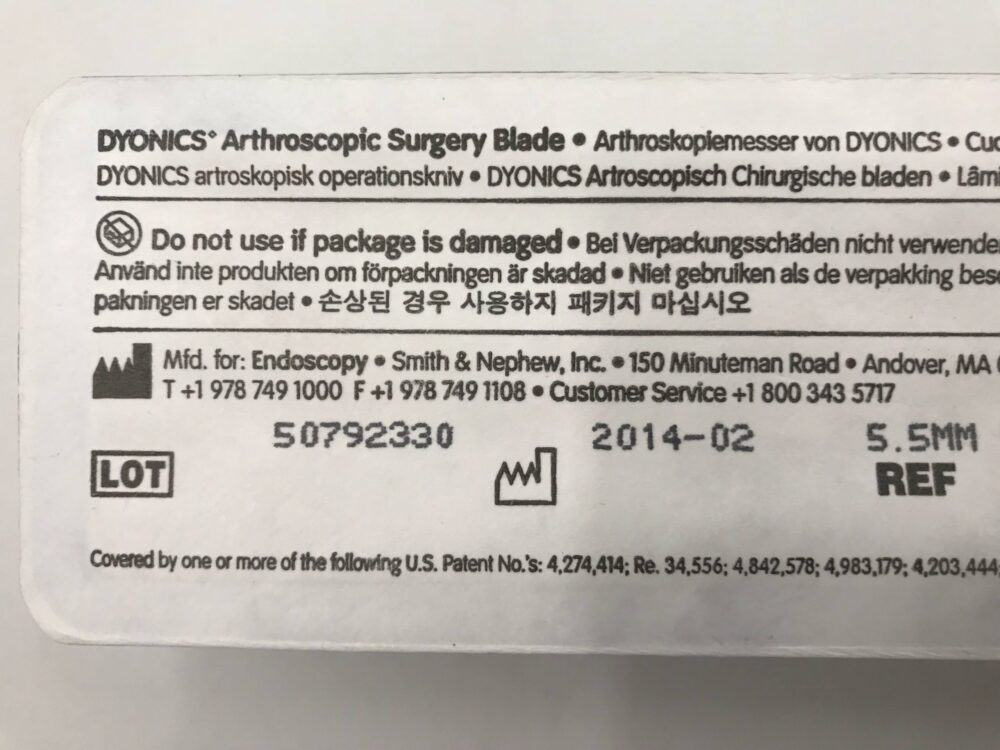 Smith & Nephew 72200731 Dyonics Arthroscopic Surgery Blade 5.5mm Elite ...