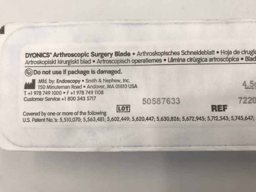 Smith & Nephew 72200036 Dyonics Arthroscopic Surgery Blade 4.5mm Curved ...