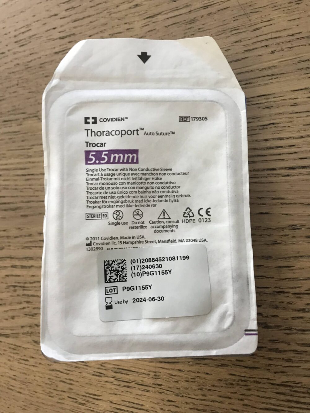 Thoracoport Auto Suture Single Use Trocar w/ Non Conductive Sleeve 5 ...