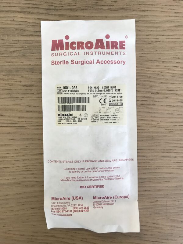 MICROAIRE 1601-035 Pin Head, Light Blue Fits 0.9mm Wire (X) - GB TECH USA