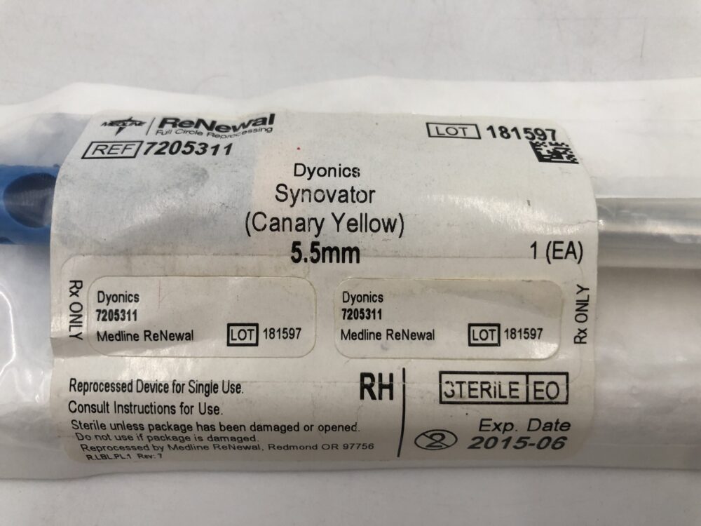 Dyonics 7205311 5.5mm Synovator Canary Yellow (Reprocessed By Medline ...