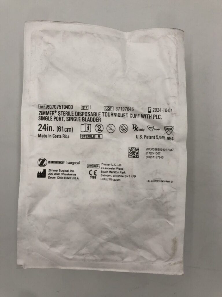 ZIMMER 60707510400 Disposable Tourniquet Cuff w/ PLC, Single Port ...