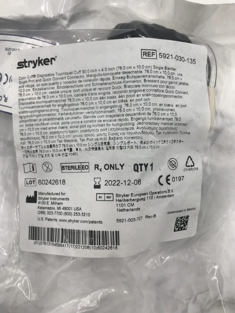 STRYKER 5921-030-135 Color Cuff Disp. Tourniquet Cuff Single Bladder ...