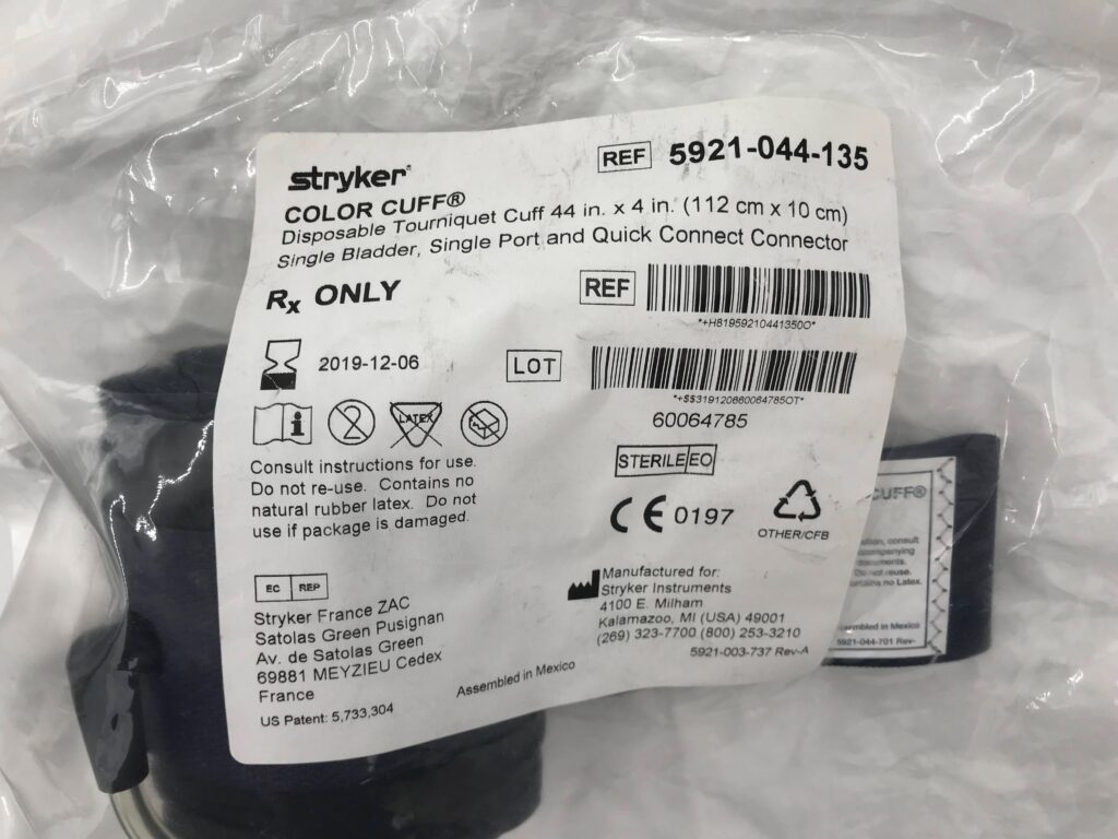 STRYKER 5921-044-135 Color Cuff Disp. Tourniquet Cuff Single Bladder ...
