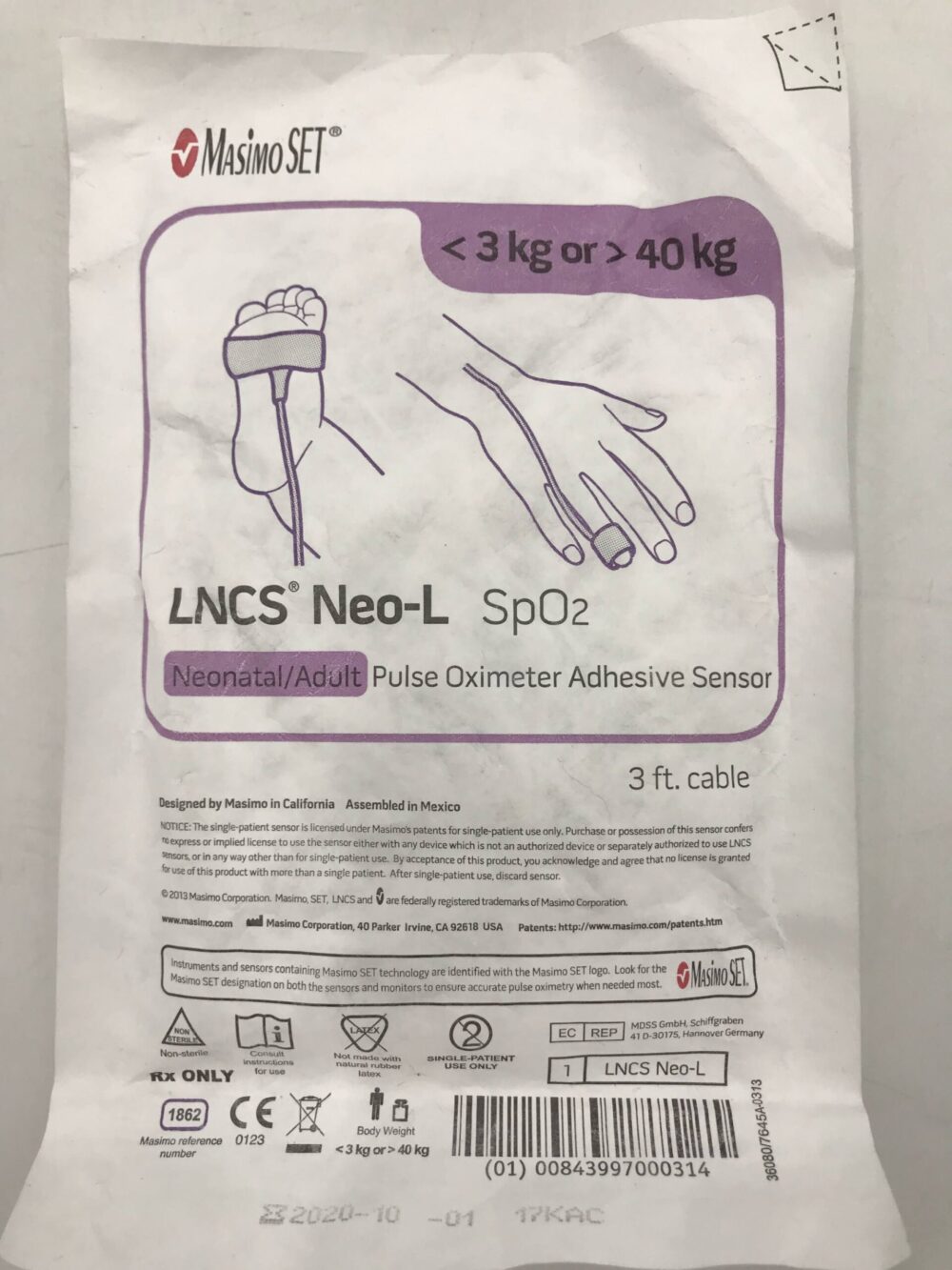 LNCS NEO-L SpO2 Neonatal/Adult Pulse Oximeter Adhesive Sensor – GB TECH USA