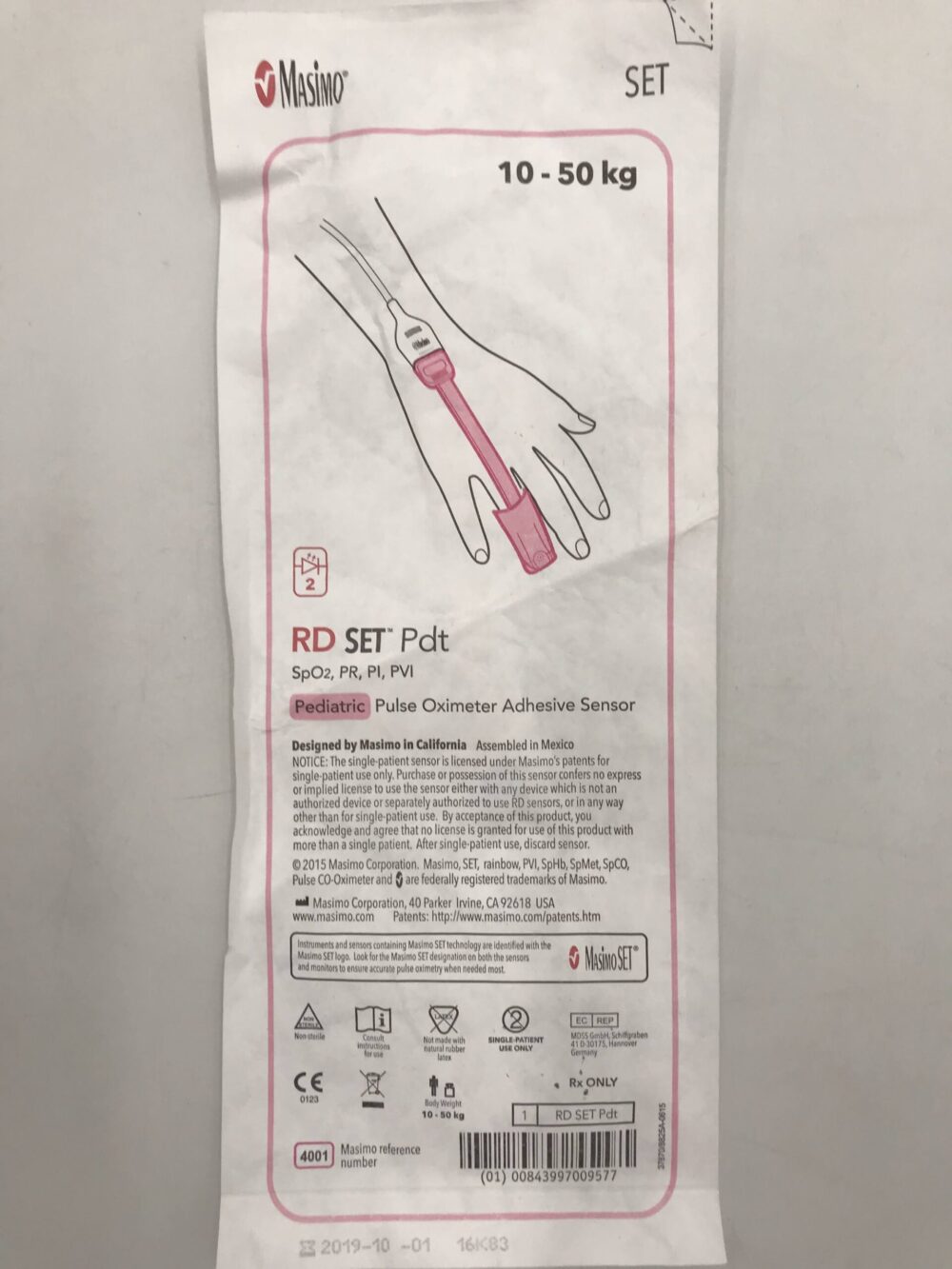 MASIMO 4001 RD Set Pdt Pediatric Pulse Oximeter Adhesive Sensor (X ...