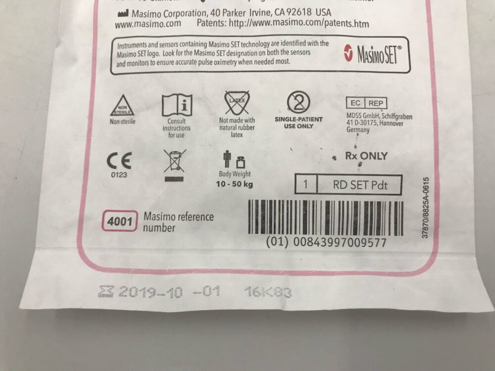 MASIMO 4001 RD Set Pdt Pediatric Pulse Oximeter Adhesive Sensor (X ...