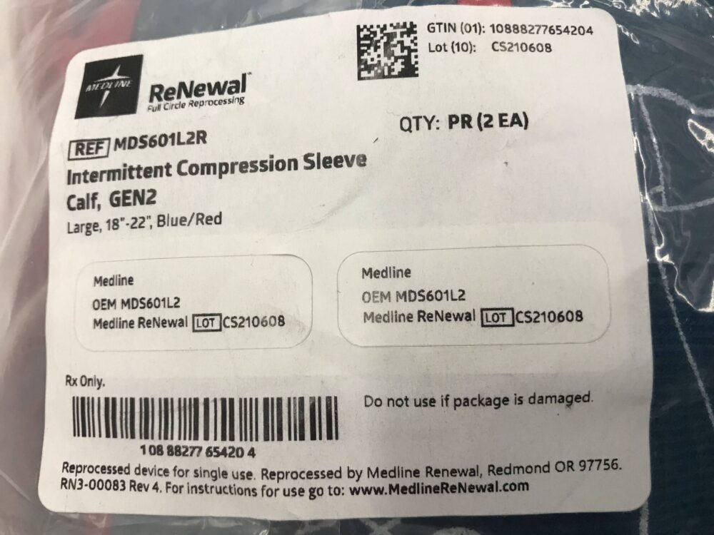 Medline MDS601L2 Intermittent Compression Sleeve Calf Gen 2 Large 18 ...