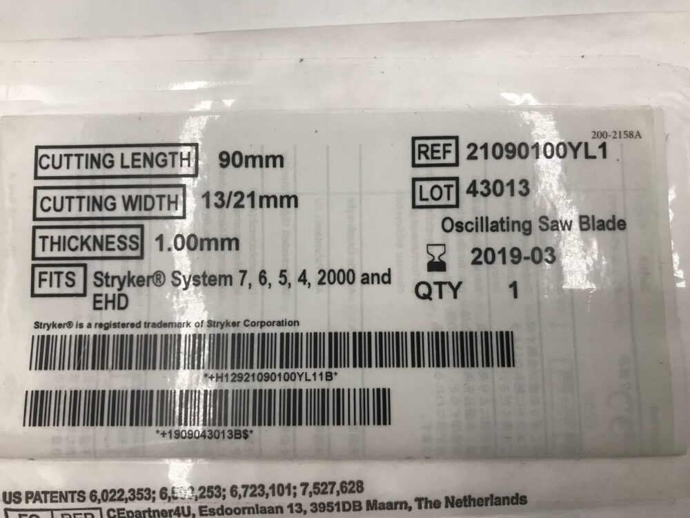 Zimmer 21090100YL1 Oscillating Saw Blade Cutting Length 90mm, Cutting ...