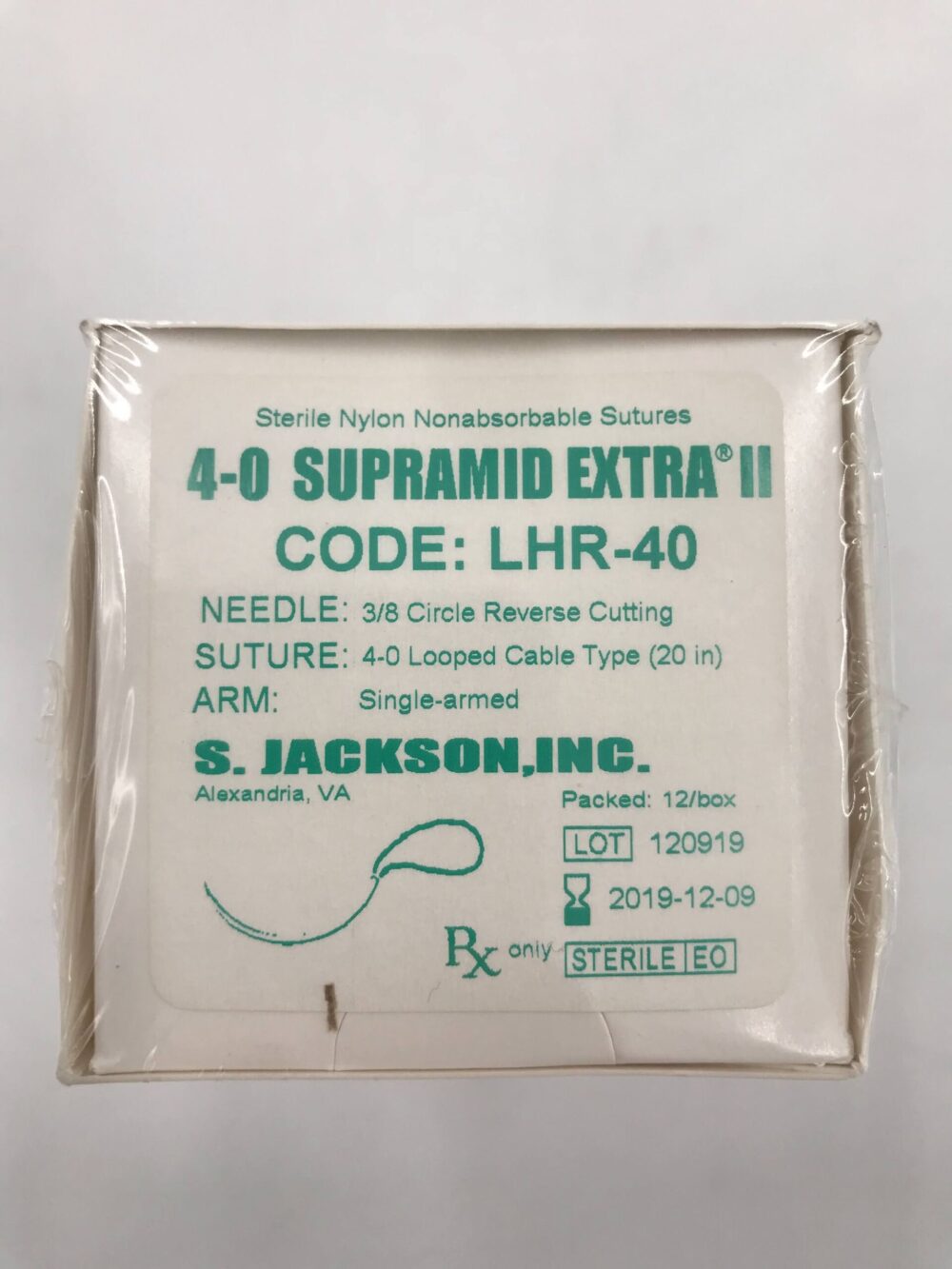 S.Jackson, Inc LHR-40 Supramid Extra II 4-0 3/8 Circle Reverse Cutting ...