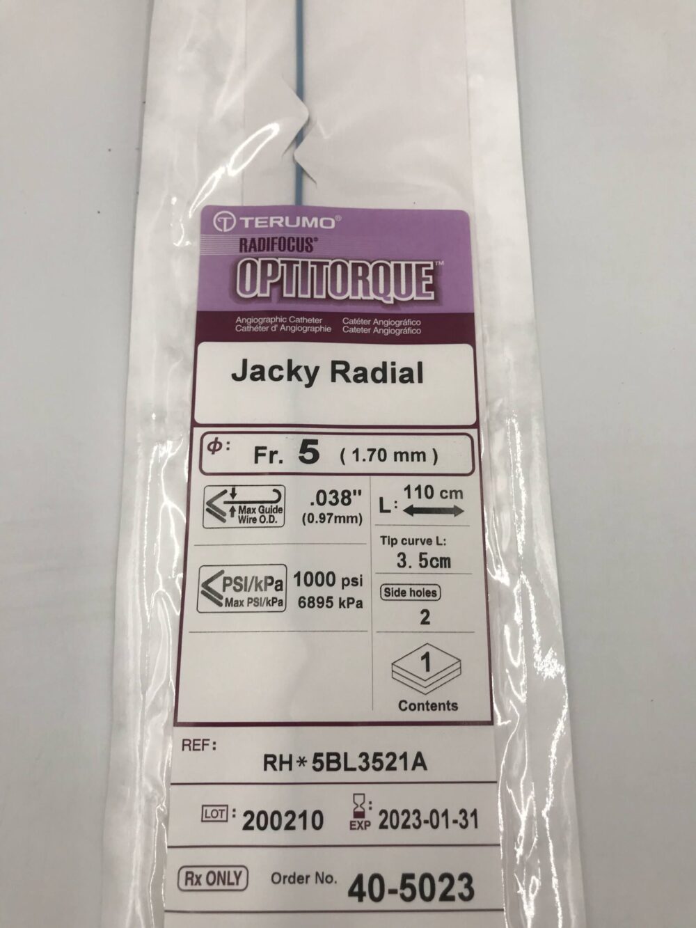 Terumo 40-5023 Radifocus Optitorque Jacky Radial Angiographic Catheter ...