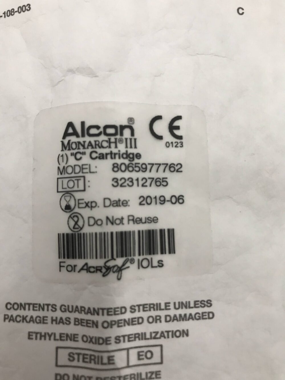 Alcon 8065977762 Monarch III “C” Cartridge (X) - GB TECH USA