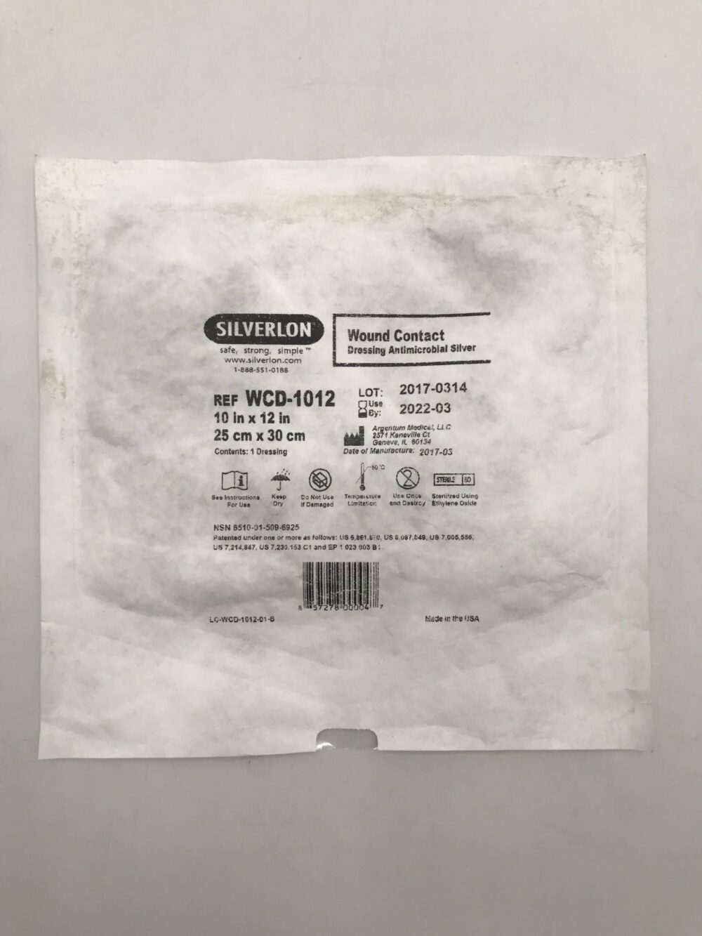 Argentum Medical WCD-1012 Silverlon Wound Contact Dressing ...