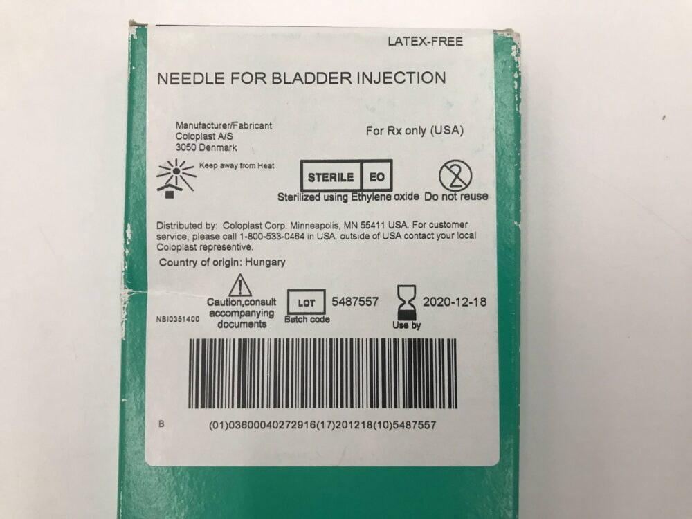 Coloplast NBI035 Bonee Needle for Bladder Injection Ch/Fr 05 1.7mm 35cm ...