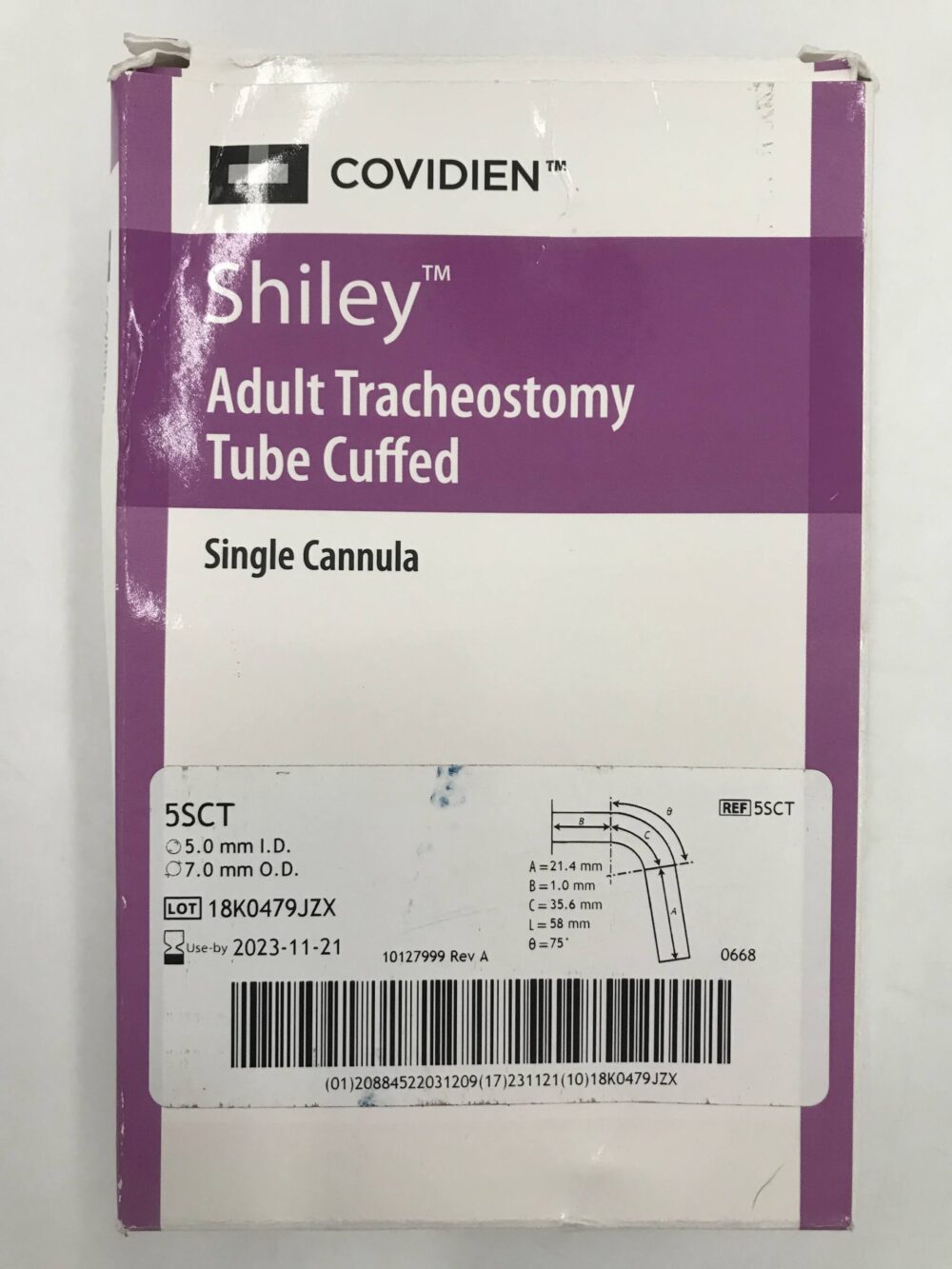 Covidien 5SCT Shiley Adult Tracheostomy Tube Cuffed Single Cannula – GB ...