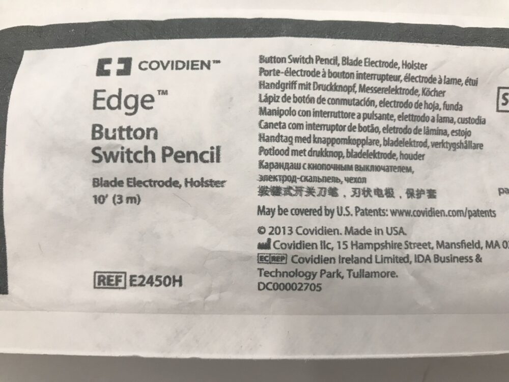 Covidien E2450H Edge Button Switch Pencil Blade Electrode, Holster 10 ...