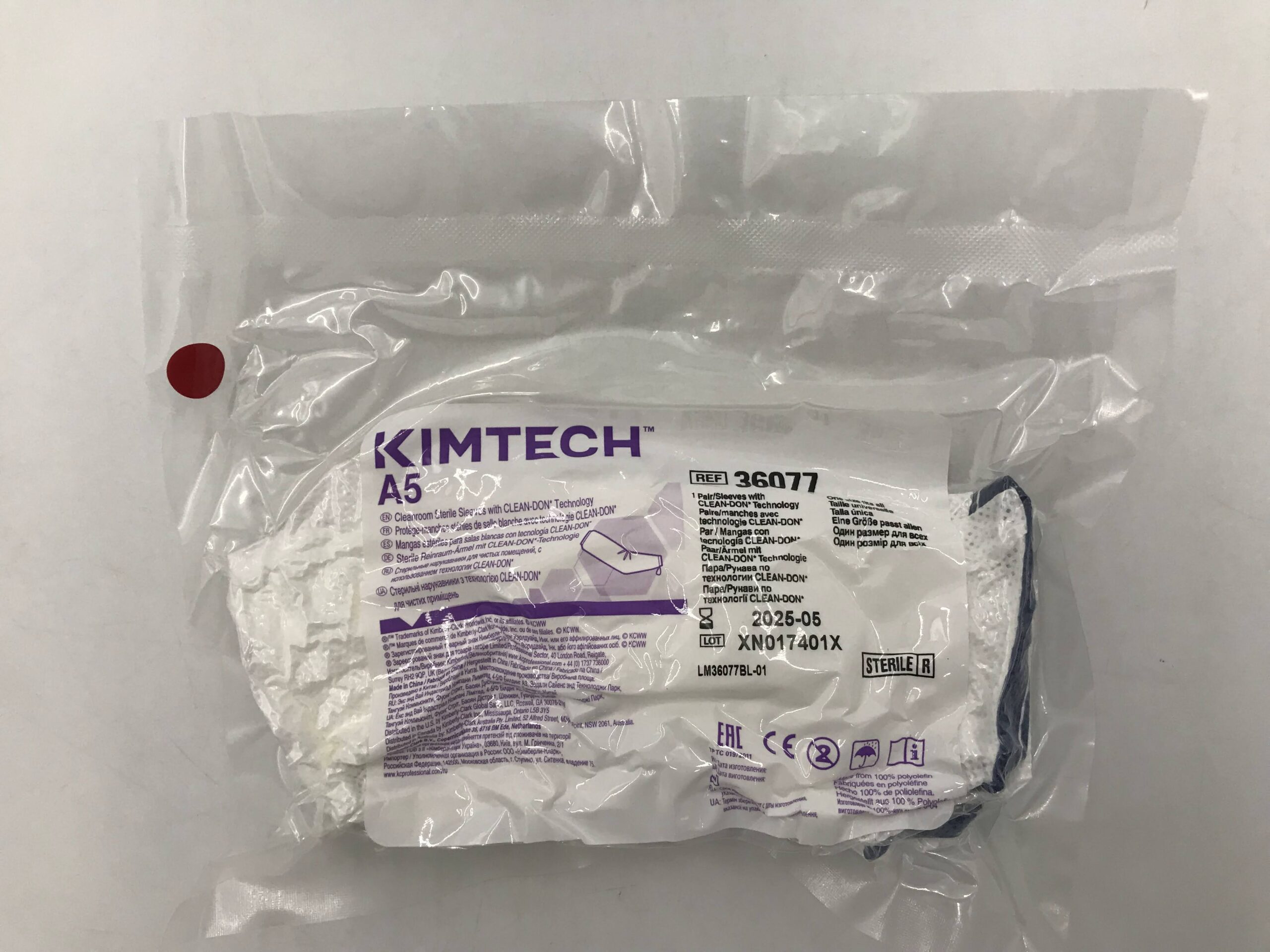 Kimtech 36077 A5 Cleanroom Sterile Sleeves with Clean-Don Technology 1 ...