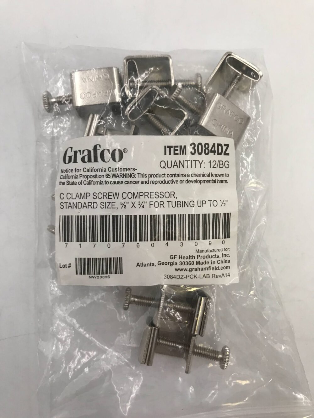 Grafco 3084DZ C Clamp Screw Compressor Standard Size 5/8″ x 3/4″ for ...