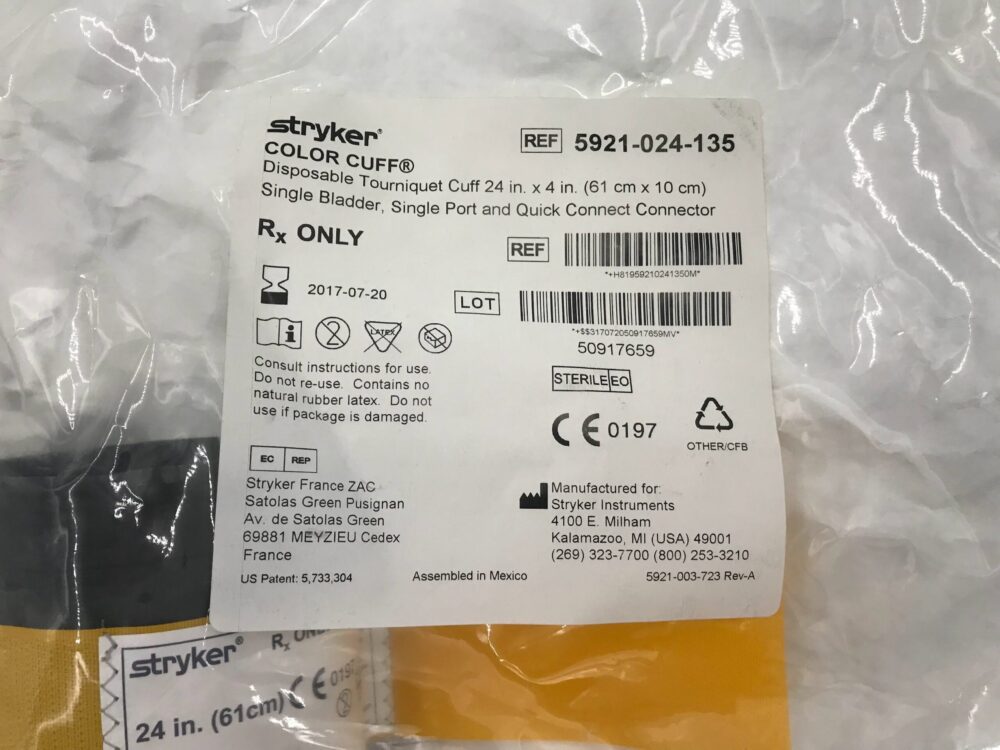 STRYKER 5921-024-135 Color Cuff Quick Connect Single Port Single ...