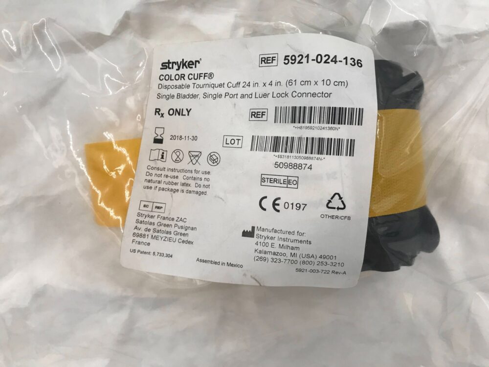 STRYKER 5921-024-136 Color Cuff Disp. Tourniquet Cuff Single Bladder ...