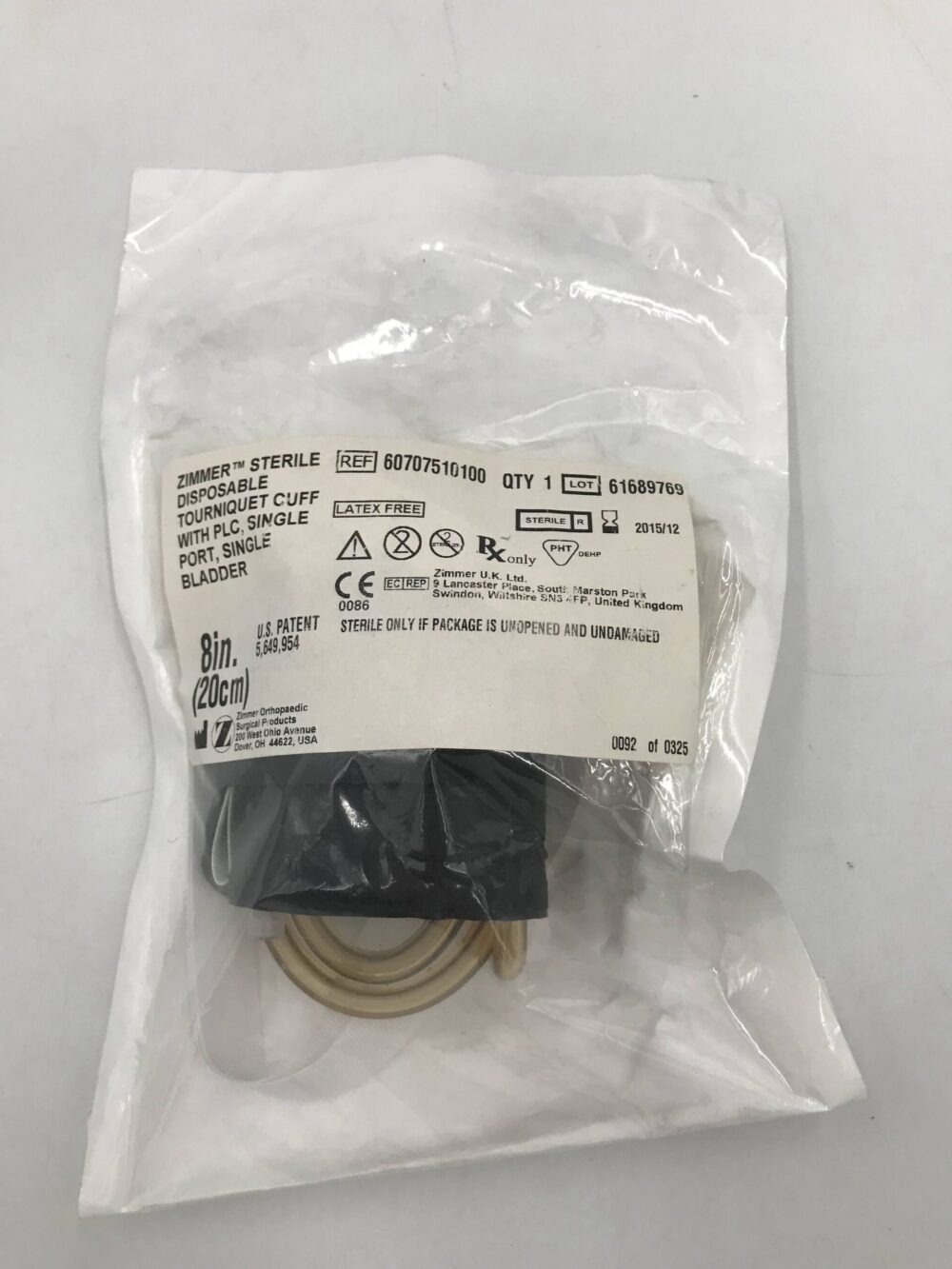 Zimmer 60707510100 Disposable Tourniquet Cuff with PLC Single Port ...