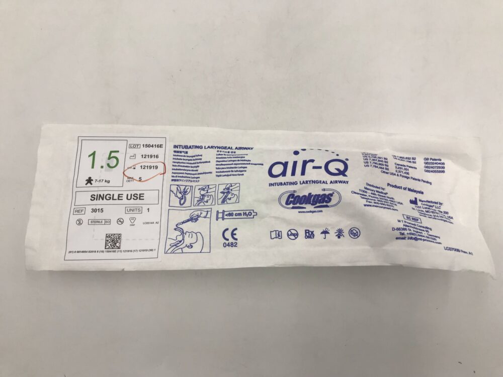 Cookgas 3015 Mercury Air-Q Single Use Intubating Laryngeal Airway