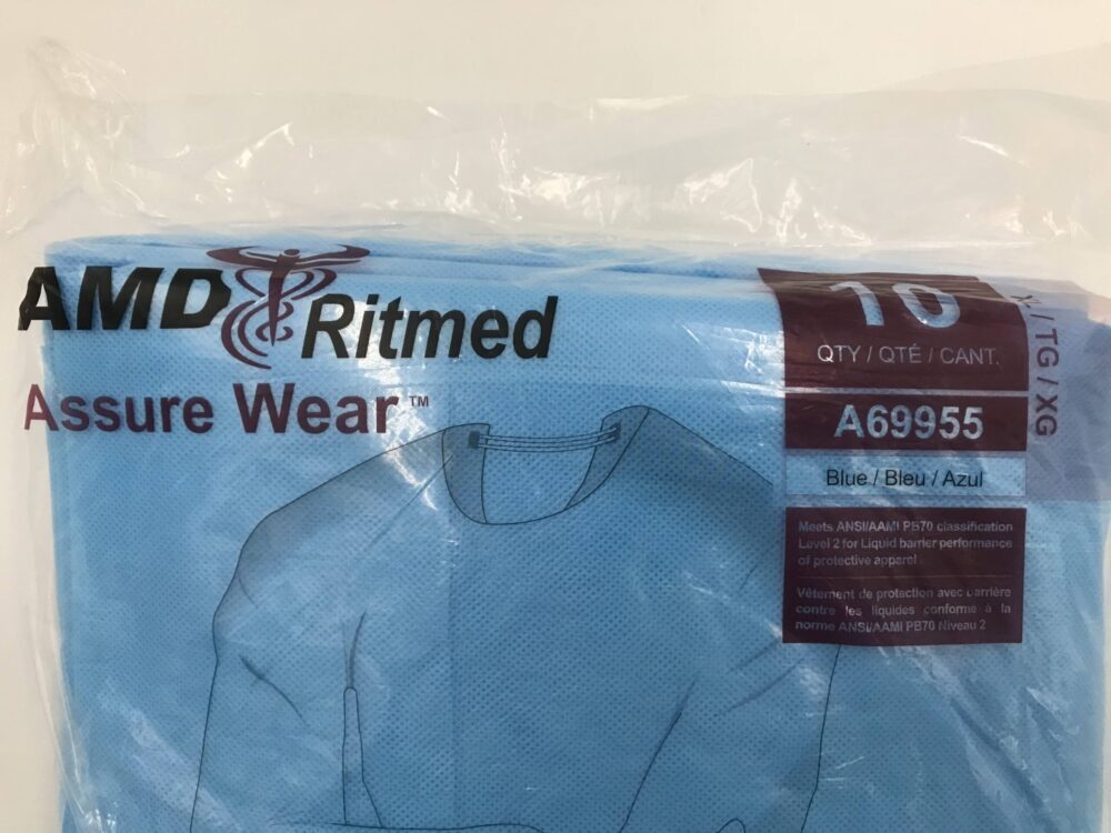 AMD Ritmed A69955 Assure Wear Versa Gown Blue XL (10/Pack) - GB TECH USA
